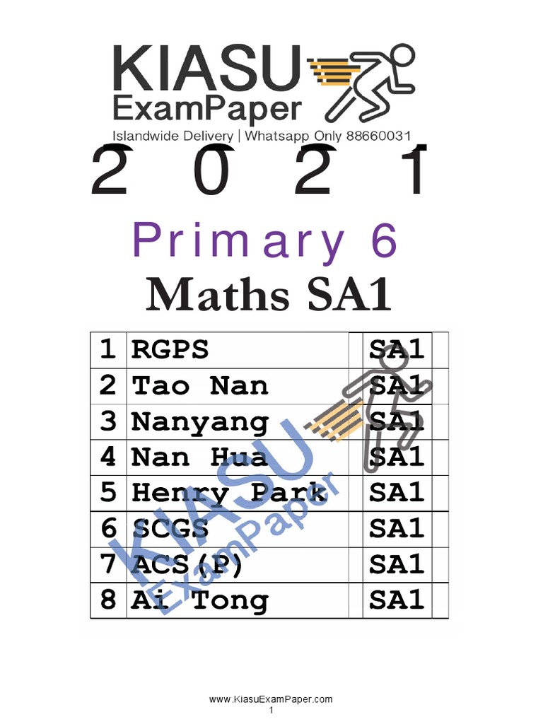 2021 P6 SA1 Math Paper - Henry Park | PDF | Home & Garden