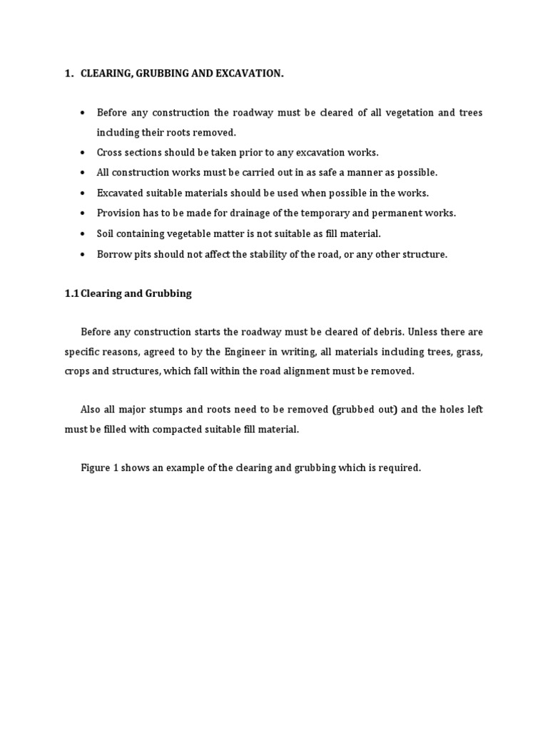 Clearing, Grubbing and Excavation | PDF | Road | Drainage