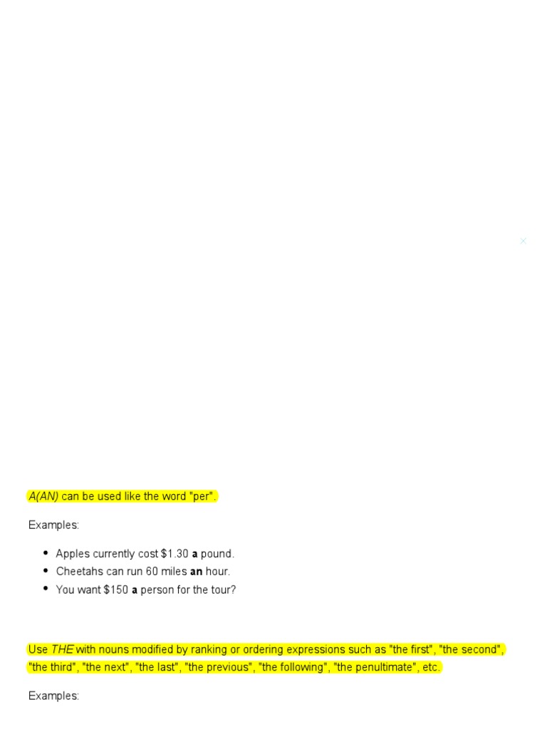 Advanced Usage of Articles in English | PDF | Noun | Plural