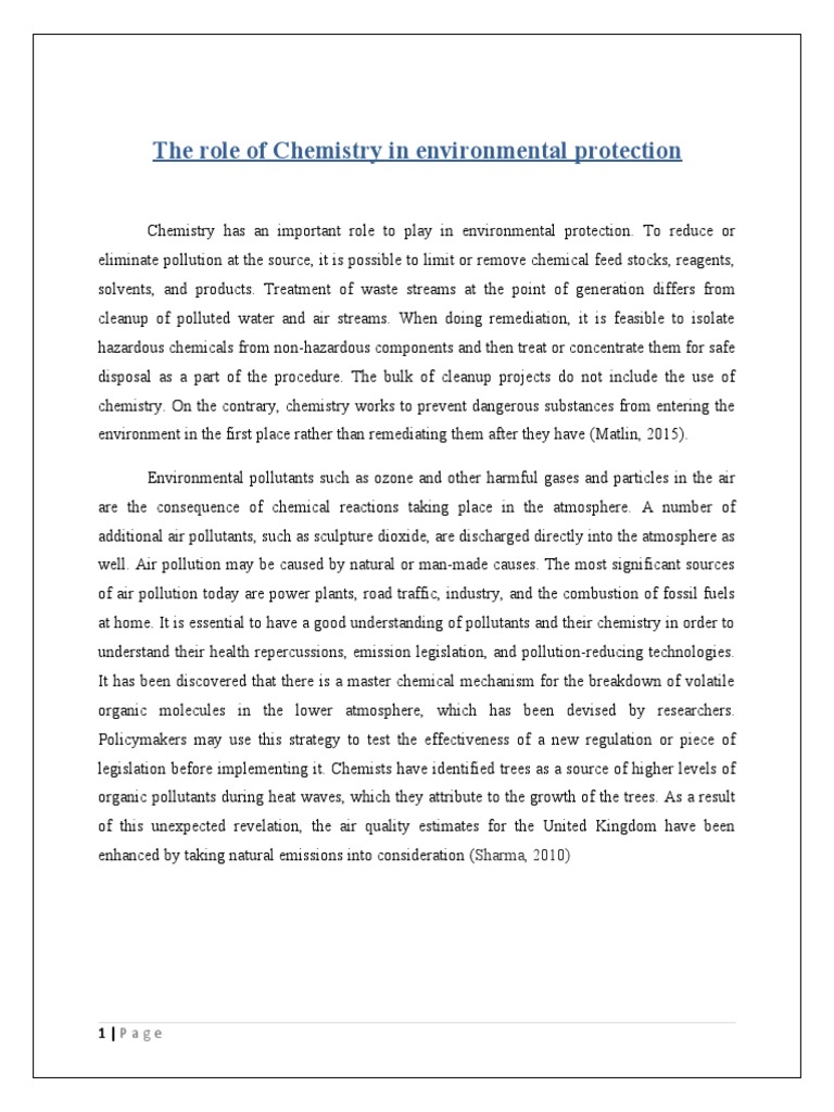 Chemistry's Role in Environmental Protection | PDF | Science & Mathematics