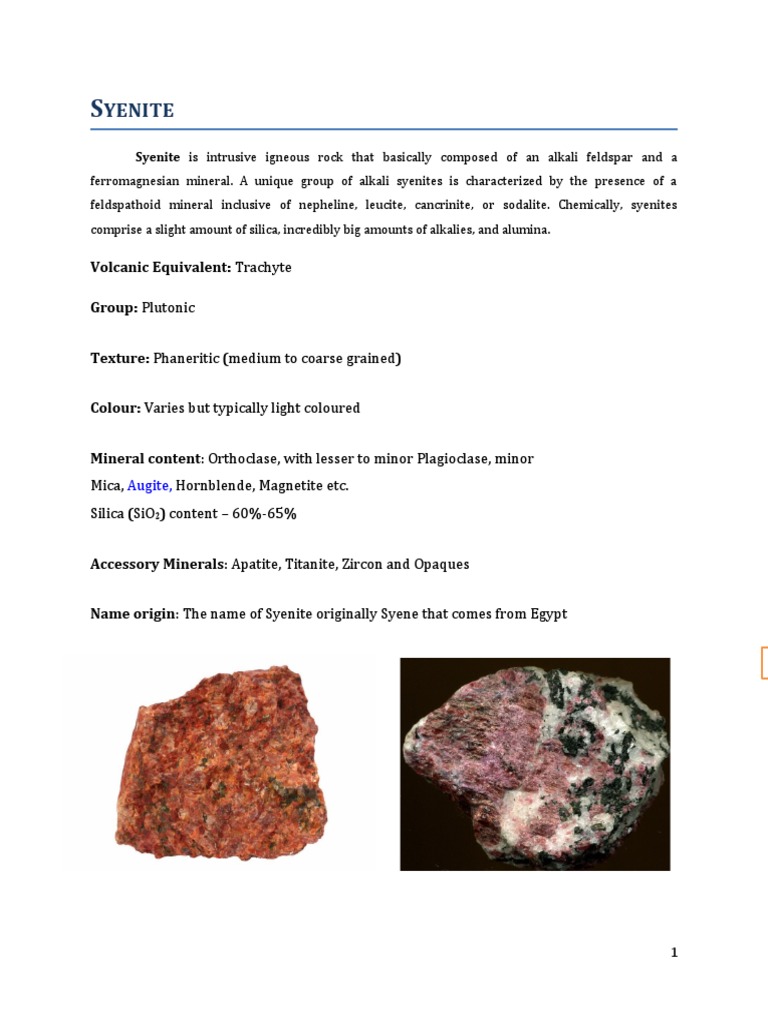 Yenite: Syenite Is Intrusive Igneous Rock That Basically Composed of An ...