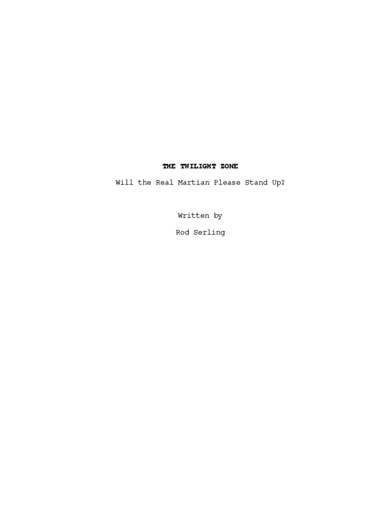 The Twilight Zone 2x28 - Will The Real Martian Please Stand Up | PDF ...
