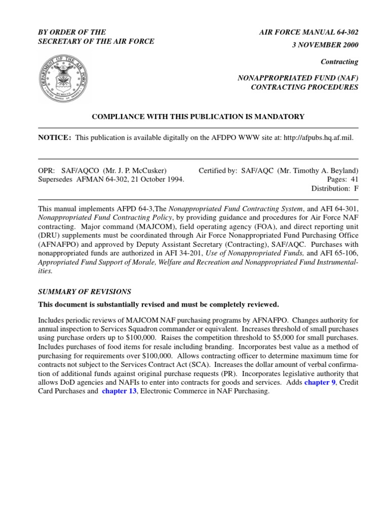 Afman64-302 NAF | PDF | Offer And Acceptance | Evaluation