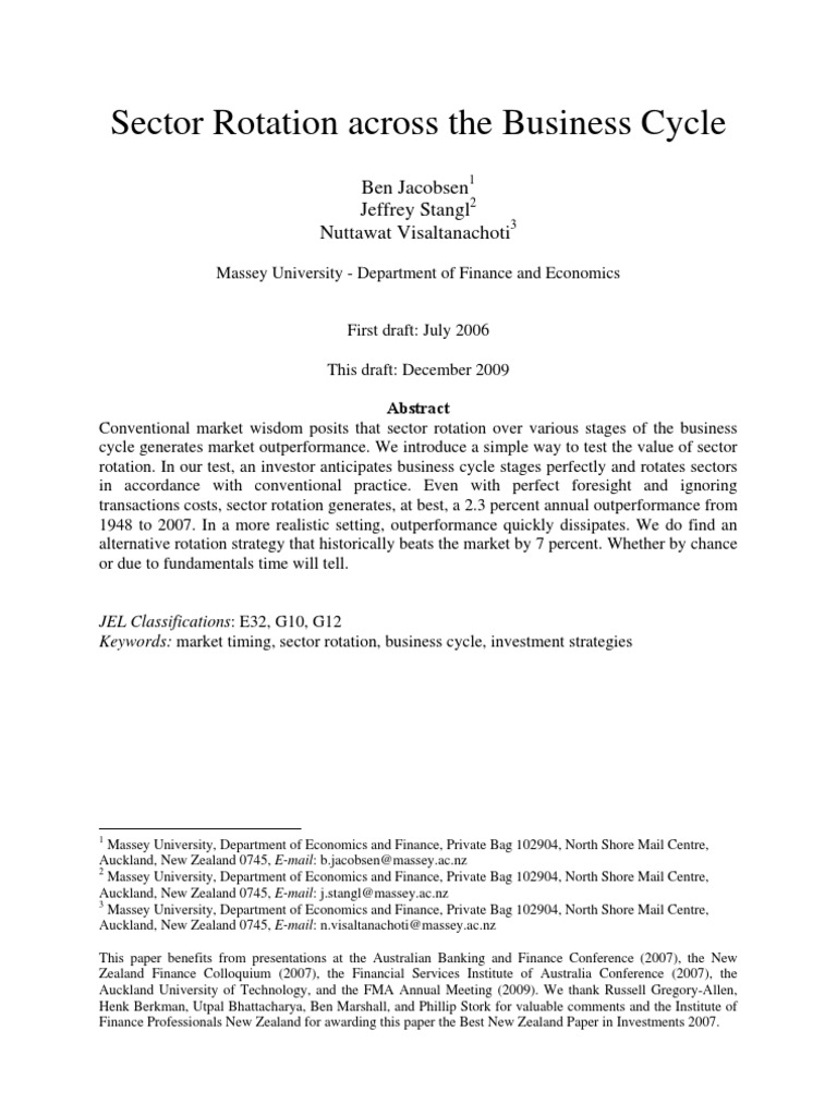 Sector Rotation Strategy | PDF | Recession | Business Cycle