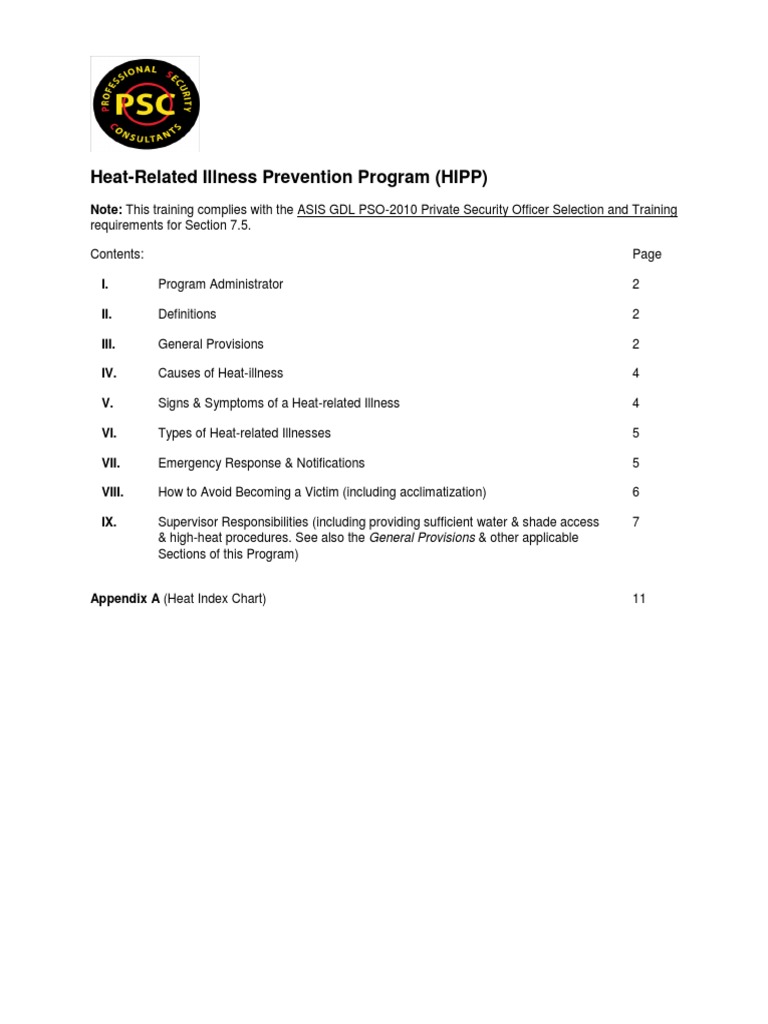 HIPP - Heat-Illness Prevention Program | Download Free PDF ...