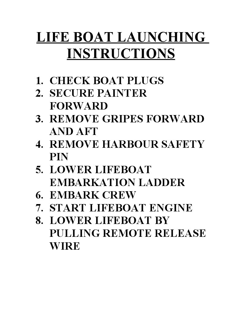 Lifeboat Launching Procedure Steps | PDF