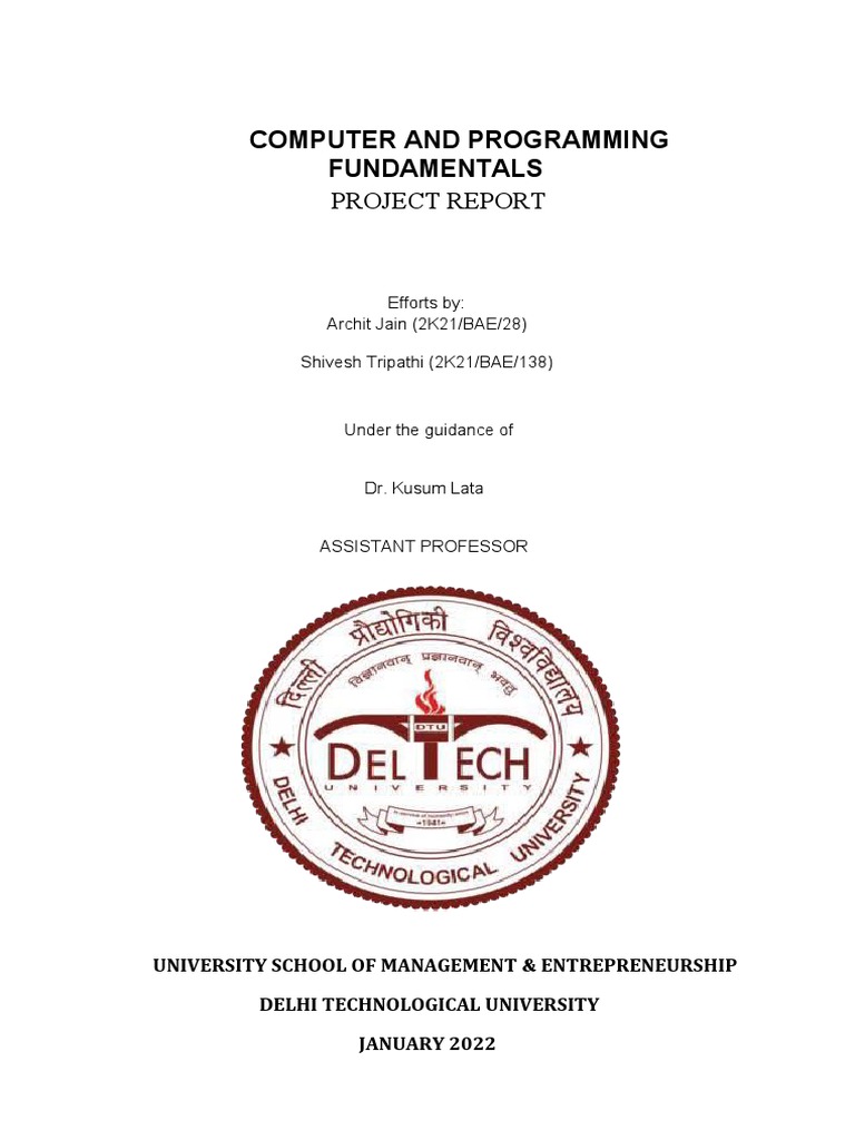 Computer and Programming Fundamentals: Project Report | PDF | Water ...