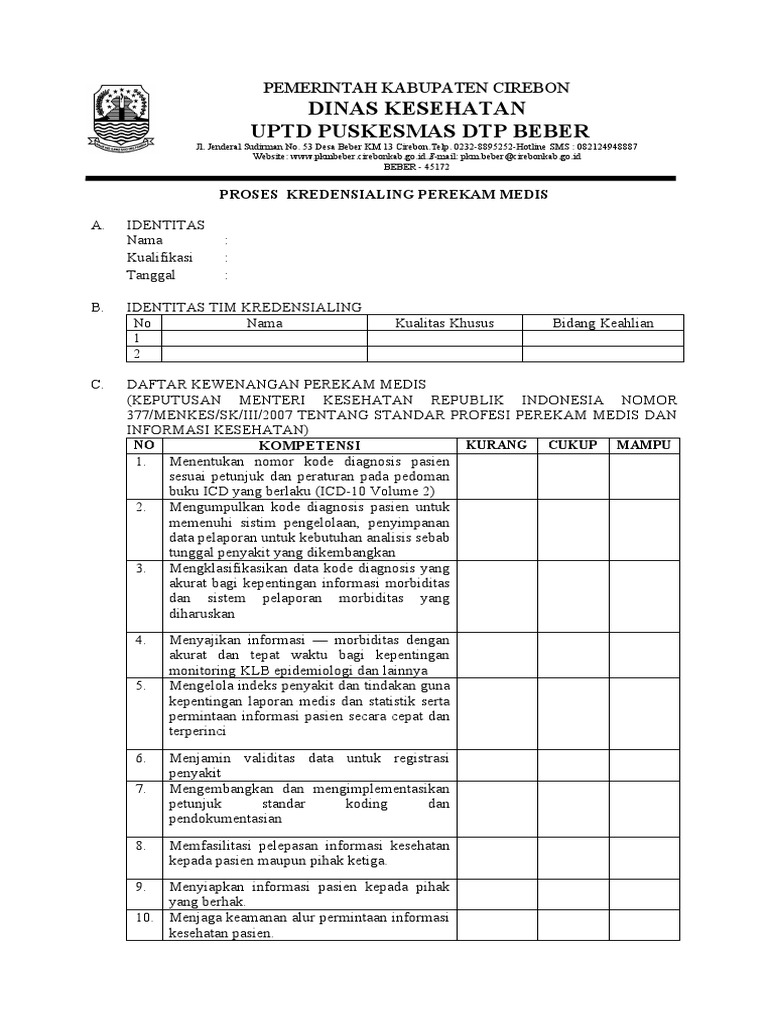 KREDENSIAL REKAM MEDIS Oke | PDF