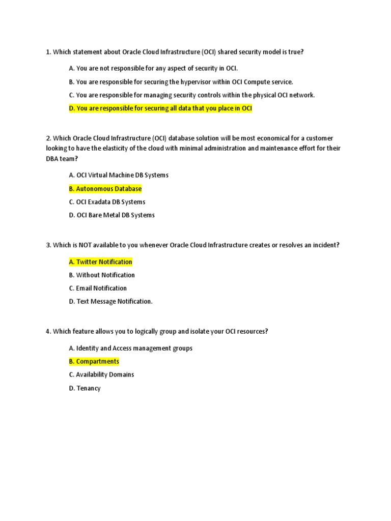Oracle Cloud Infrastructure Foundations 2020 Associate 1z0 1085 Pdf