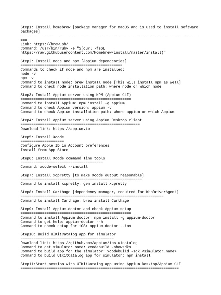Appium Setup Guide for Developers | PDF | Ios | Xcode