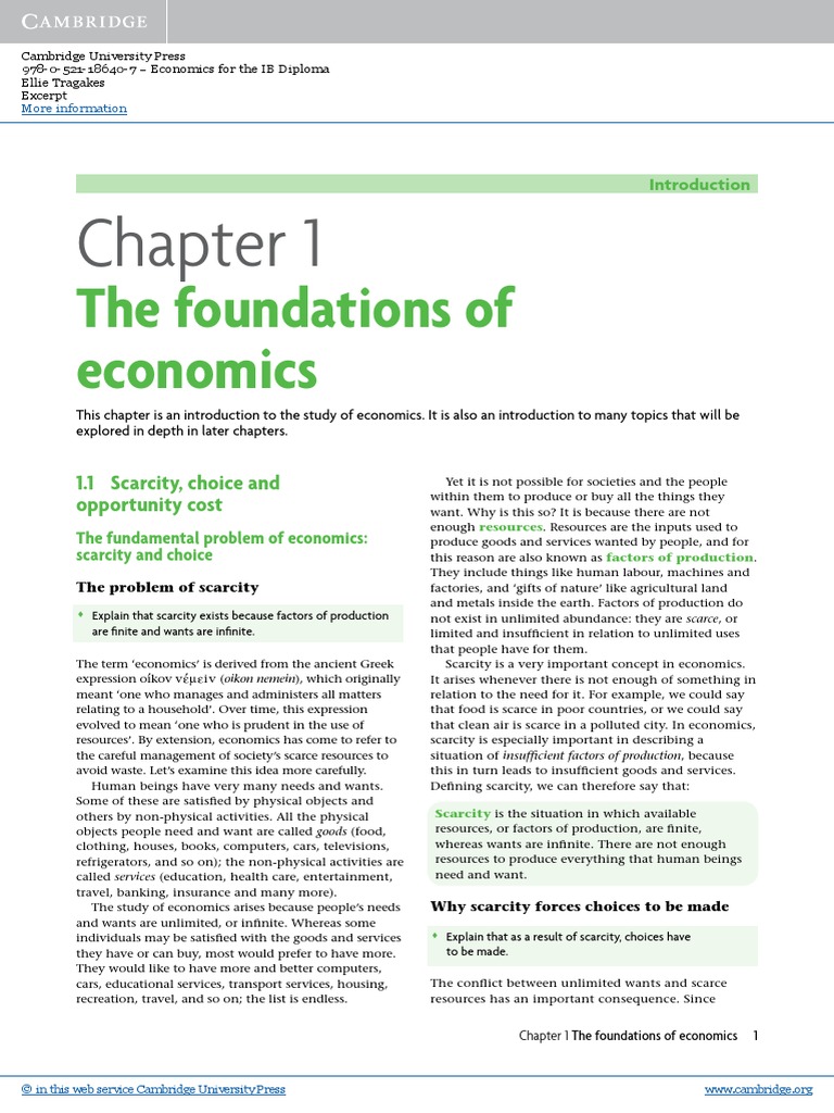 The Foundations of Economics: 1.1 Scarcity, Choice and Opportunity Cost ...