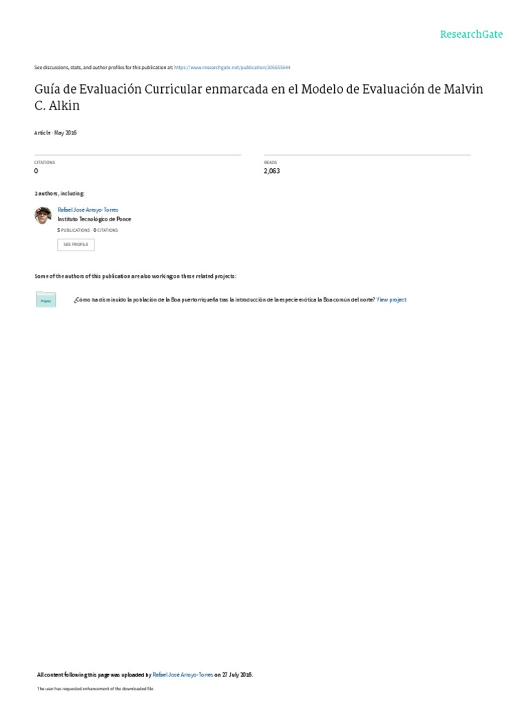 Guía de Evaluación Curricular Enmarcada en El Modelo de Evaluación de ...