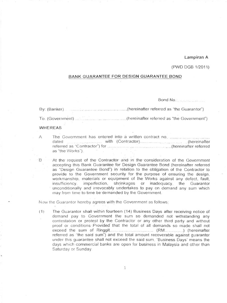 Contoh Bon Jaminan Rekabentuk | PDF