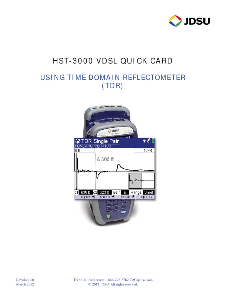 Hst-3000 VDSL Quick Card: Using Time Domain Reflectometer (TDR) | PDF ...