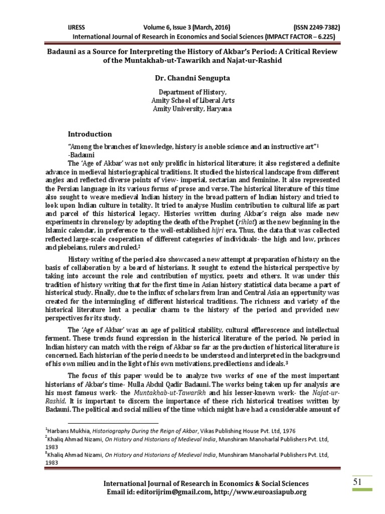 Badauni and His Works | PDF | Sufism | Historiography