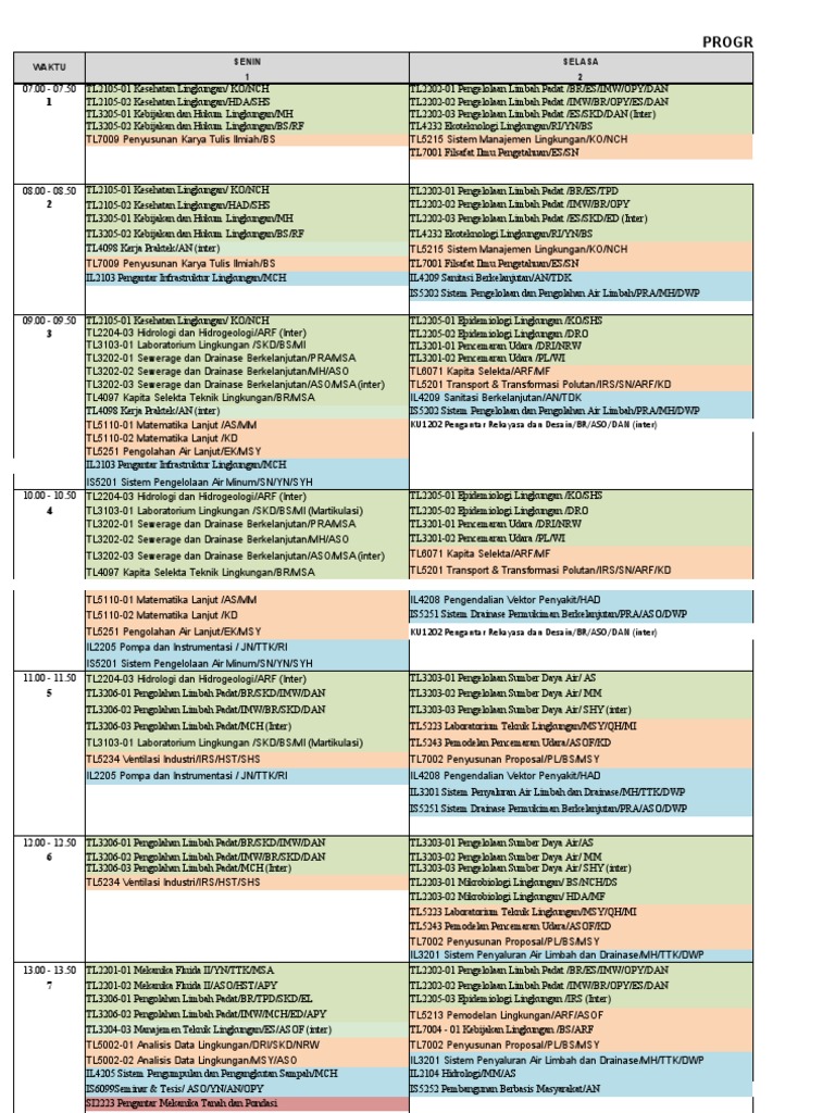 Jadwal Kuliah Gabungan TL Raya Sem 2 2021-2022 Update 060122 | PDF