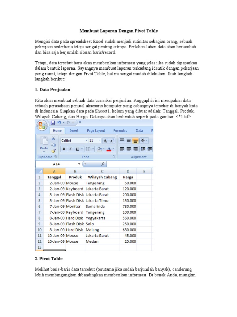 Membuat Laporan Dengan Pivot Table | PDF | Bisnis