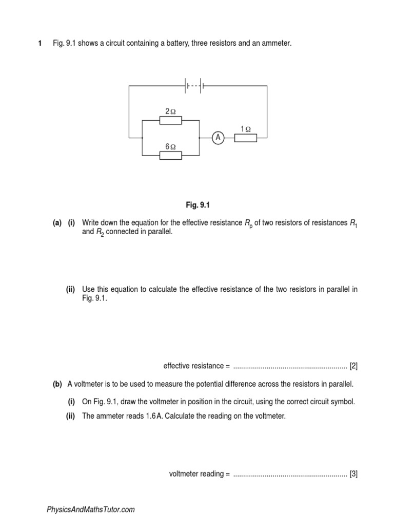 Analysis of Circuit Diagrams and Calculations of Electrical Quantities ...