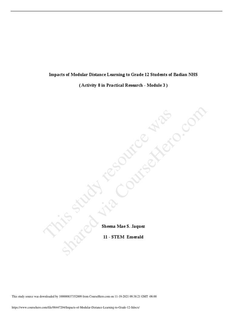 Effects of Modular Learning on Grade 12 Students | PDF | Curriculum ...