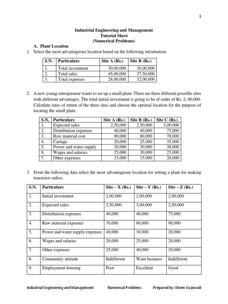 Tutorial Numerical Questions | PDF | Business Process | Business Tutorial Numerical Questions | PDF | Business Process | Business