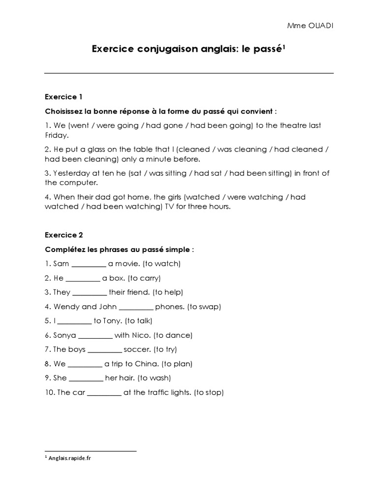 ANGLAIS - PAST SIMPLE Ex | PDF