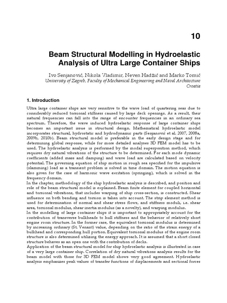 524766.beam Structural Modelling in Hydroelasticity | PDF | Bending | Beam (Structure)
