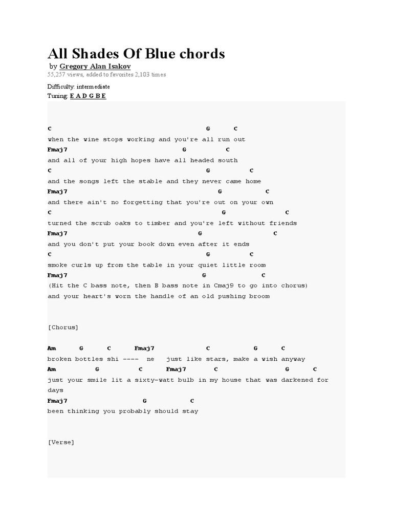All Shades of Blue Chords Guide | PDF