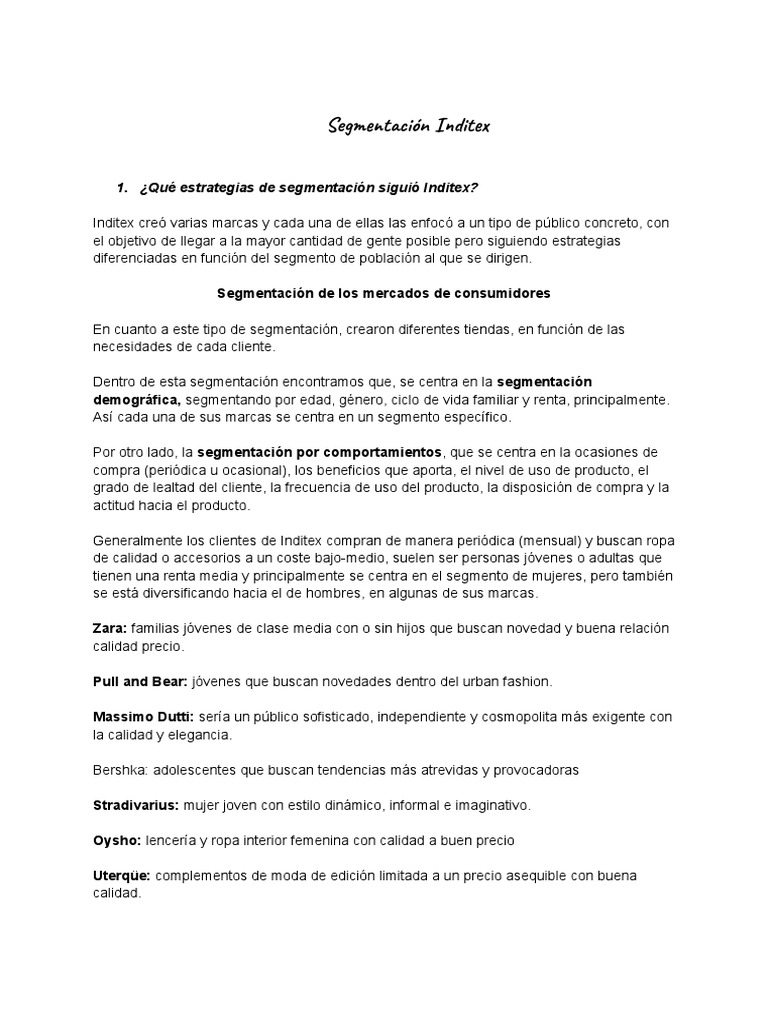Estrategias de Marketing de Inditex | PDF | Comportamiento | Producto ...