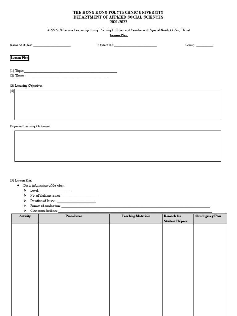 APSS2S09 Lesson Plan - Template | PDF