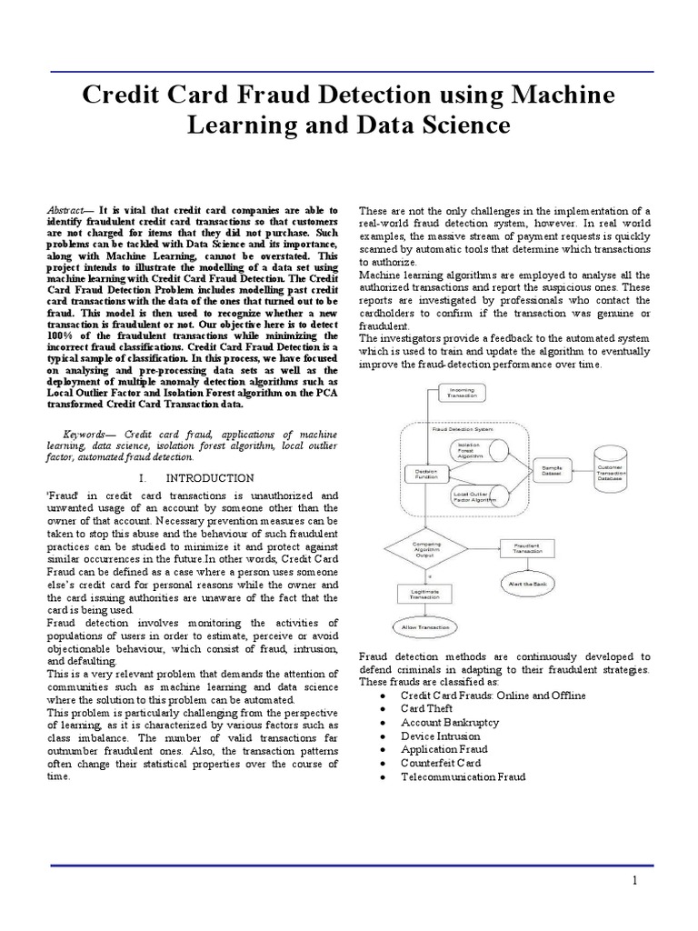 Credit Card Fraud Detection Using Machine Learning | PDF | Machine ...