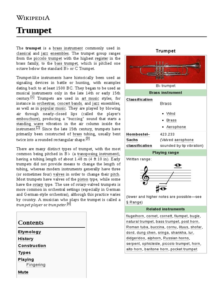 Trumpet | PDF | Trumpet | Brass Instruments