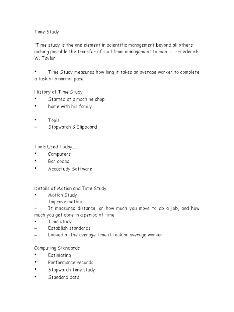 Time Study | PDF | Computer Science | Business