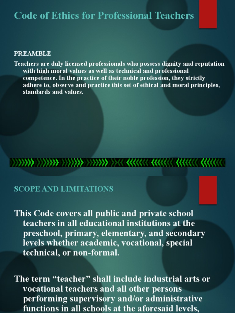 Code of Ethics For Professional Teachers | PDF | Teachers | Salary