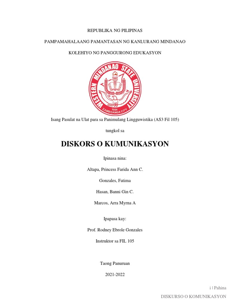 Diskurso at Komunikasyon Pangkat 4 | PDF