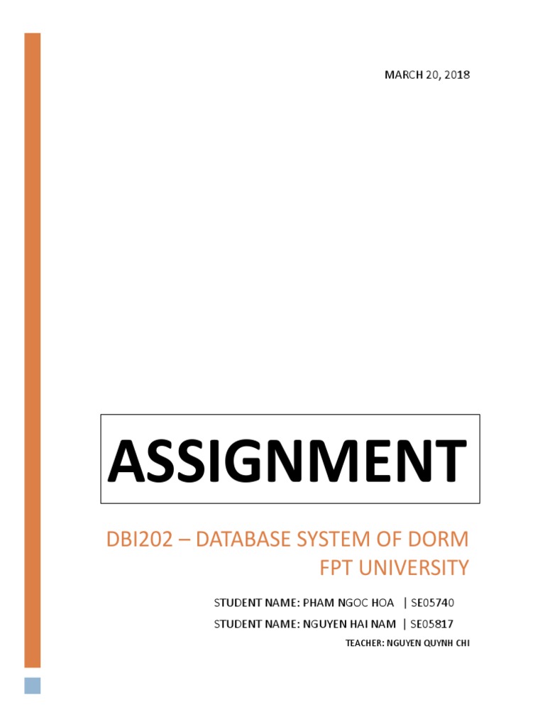Assignment Dbi202 Database System Of Dorm Fpt University Pdf Database Index Table