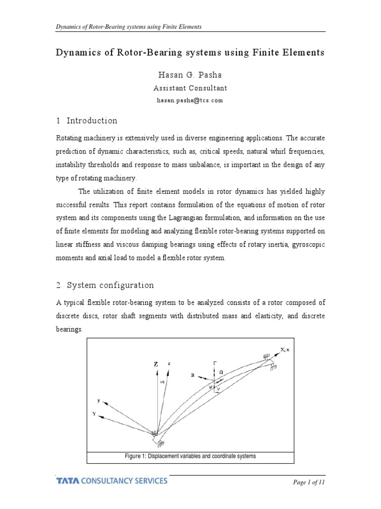 Dynamics of Rotor-Bearing Systems Using Finite Elements: Hasan G. Pasha ...
