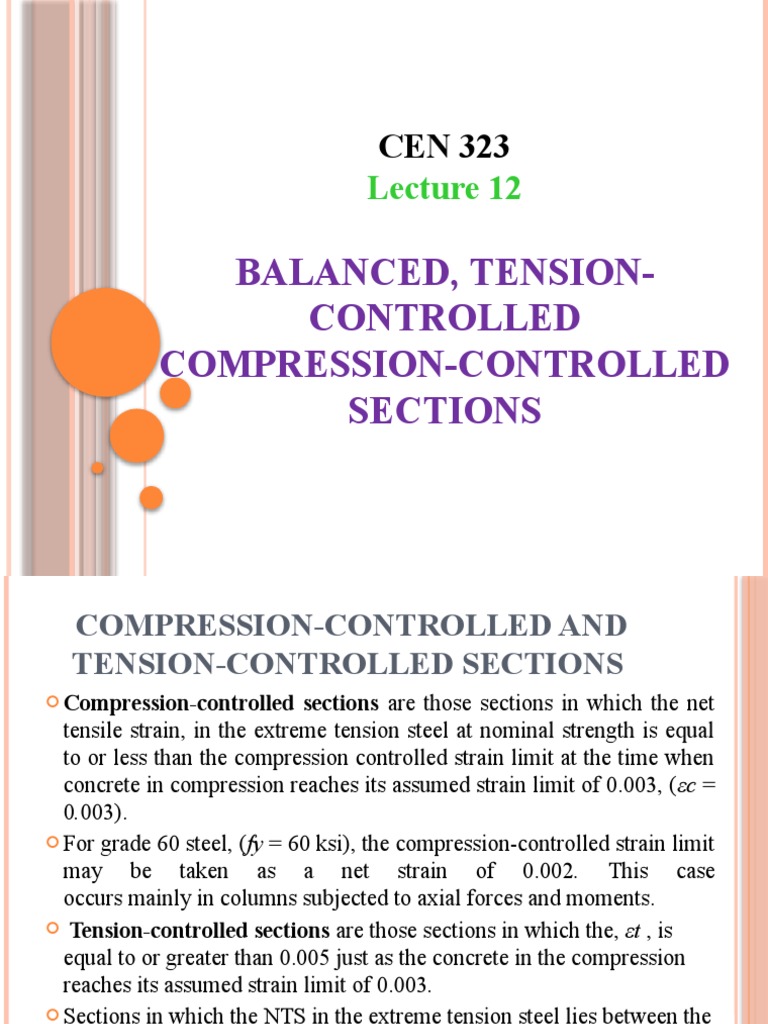 Lecture 12 - Balanced, Tension-Controlled Compression-Controlled Member ...