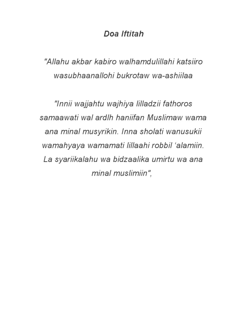 Doa Iftitah - Surat Pendek | PDF | Religion & Spirituality