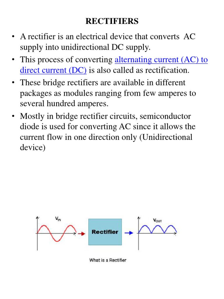 Rectifiers: Alternating Current (AC) To Direct Current (DC) | PDF ...