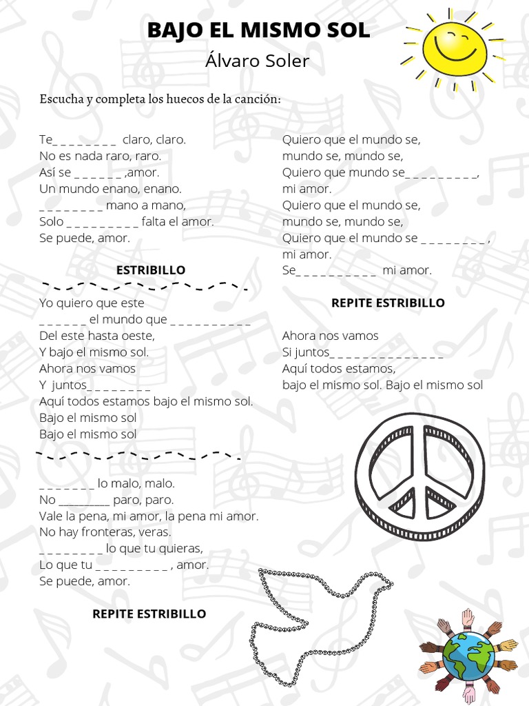 Completa la Canción "Bajo el Mismo Sol" | PDF | Poesía
