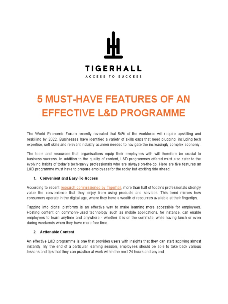 5 Must-Have Features of An Effective L&D Programme: 1. Convenient and ...