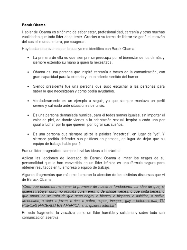 Barak Obama | PDF | Barack Obama | Liderazgo