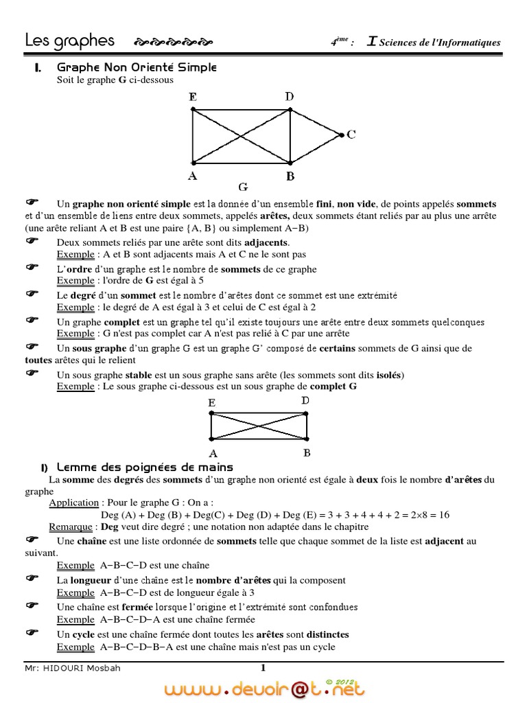 Cours - Math Théorie Des Graphes - Bac Economie & Gestion (2010-2011 ...