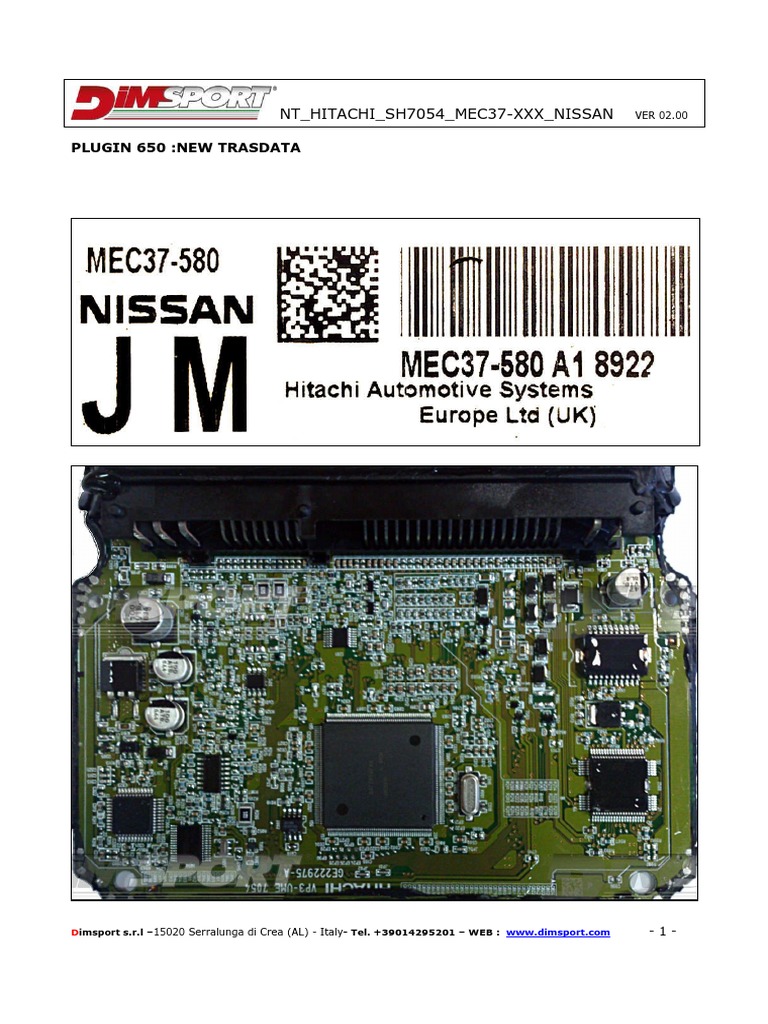 Plugin 650:new Trasdata: NT - Hitachi - Sh7054 - Mec37-Xxx - Nissan | PDF