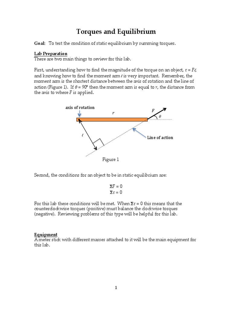 Torques and Static Equilibrium Lab | PDF | Torque | Rotation Around A ...