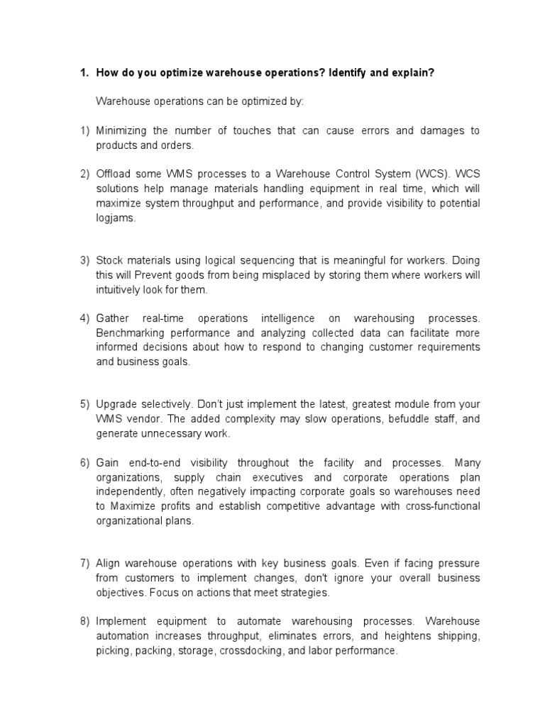 Warehousing Questions 2, SC | PDF | Warehouse | Supply Chain