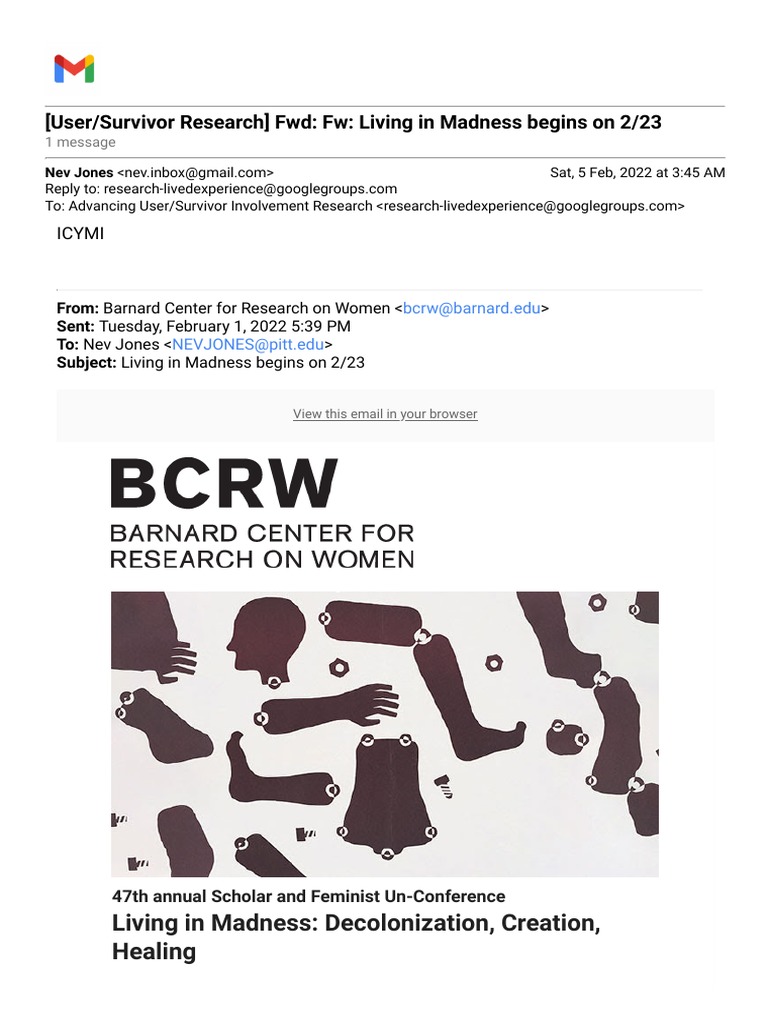 BCRW Feminist Conference | PDF | Mental Disorder | Psychiatry