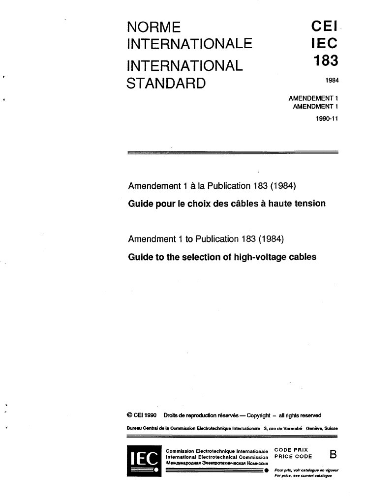 IEC60183 Cable-HV Cable Selection Guide-1990 | PDF | Electrical Engineering | Electricity