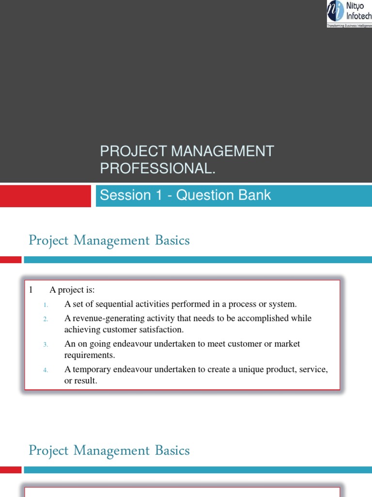 Project Management Professional Session 1 - QA | PDF | Project ...