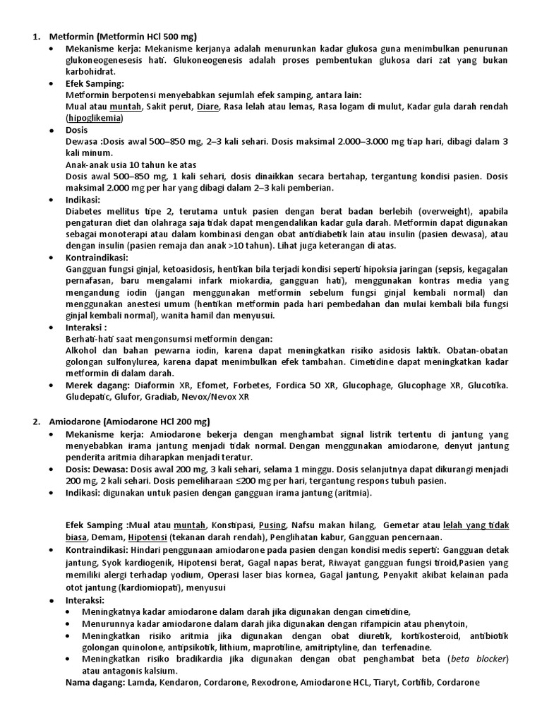 MEKANISME KERJA, INDIKASI DAN EFEK SAMPING METFORMIN | PDF